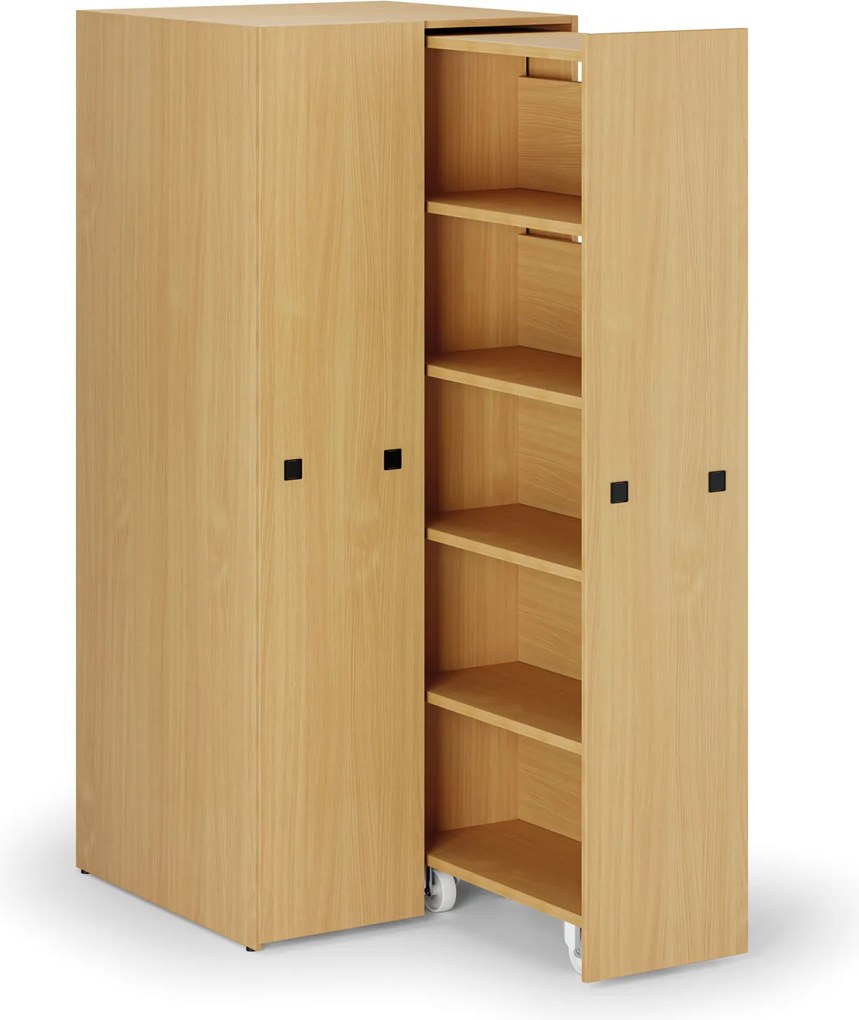Velkokapacitní skříň s výsuvnými regály, 841 x 846 x 2000 mm, buk