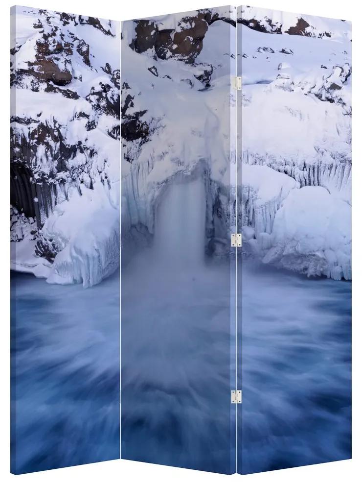 Paraván - Vodopád v zimě (126x170 cm)