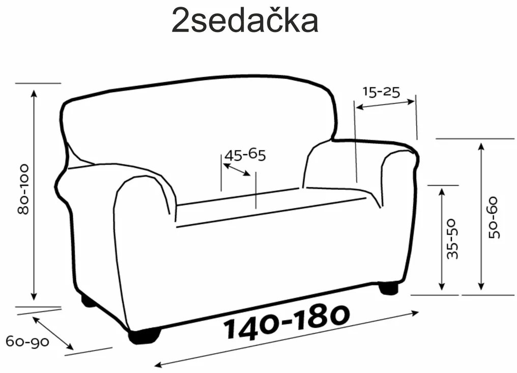 Potah na sedačku oboustranný elastický, Irpin, béžový dvojkřeslo 140 x 180 cm