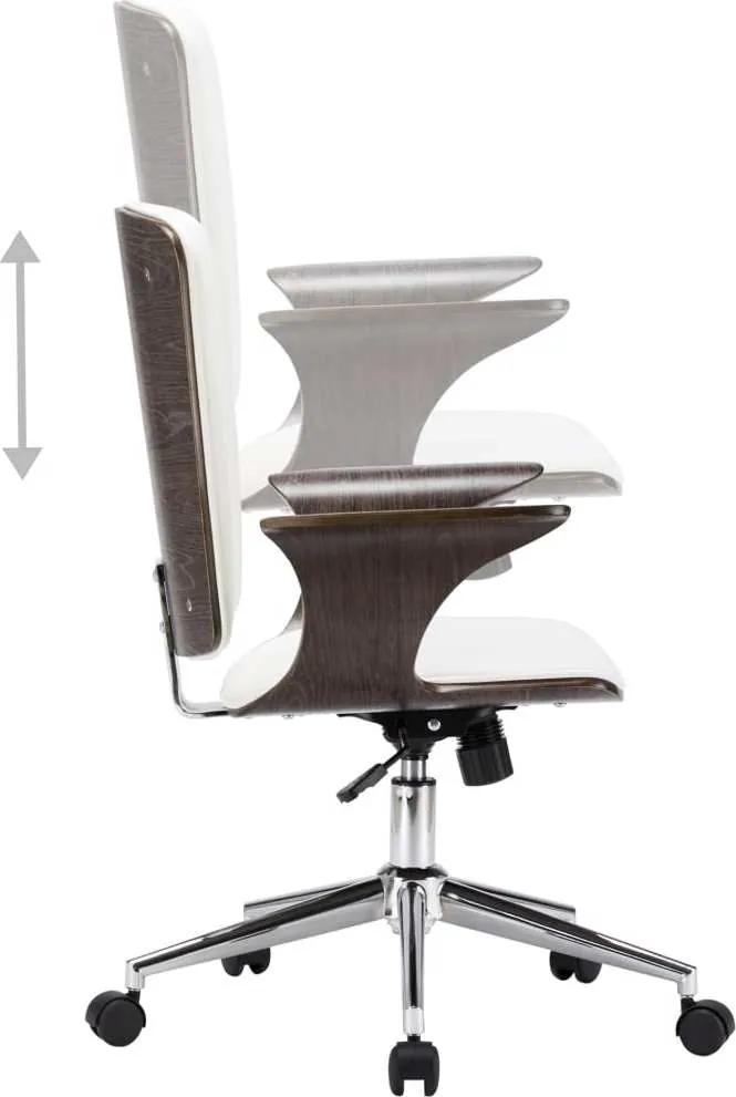 vidaXL Otočná kancelářská židle krémová umělá kůže a ohýbané dřevo [283134] Barva: Černá a hnědá