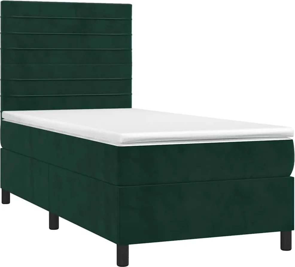 Box spring postel s matrací tmavě zelená 100x200 cm samet 3143070