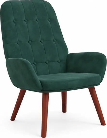 relaxační křeslo, odpočinkové, dřevo/kov/textil, 96x69x78 cm, nohy tmavé/tmavě zelená, Dekorino KR20260047