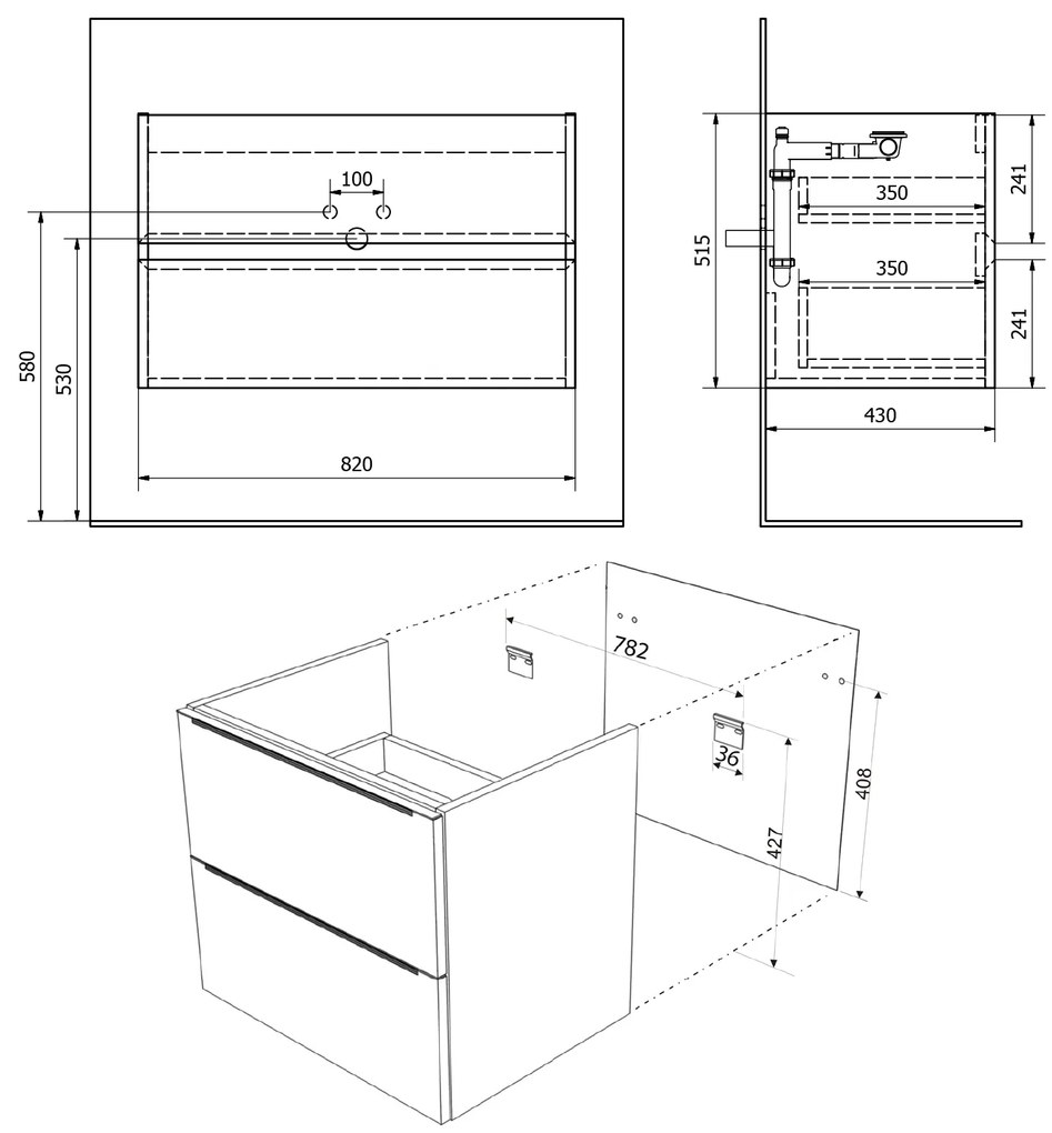 Sapho Sapho, Koupelnový set FILENA 85, bílá, KSET-060