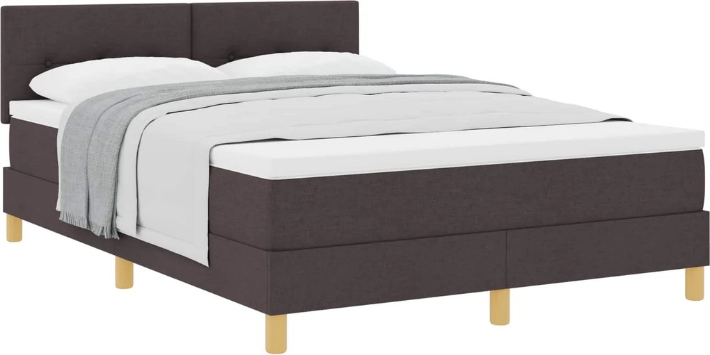 Postel s boxspringem s čelo Tmavě hnědá 140 x 200 cm textil 3338926
