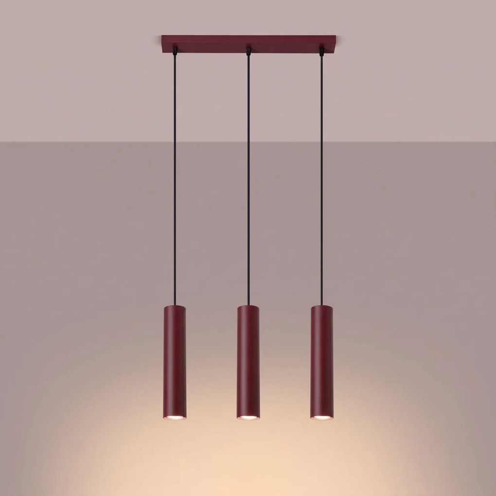 Sollux Lighting Závěsné svítidlo LAGOS 3L bordó