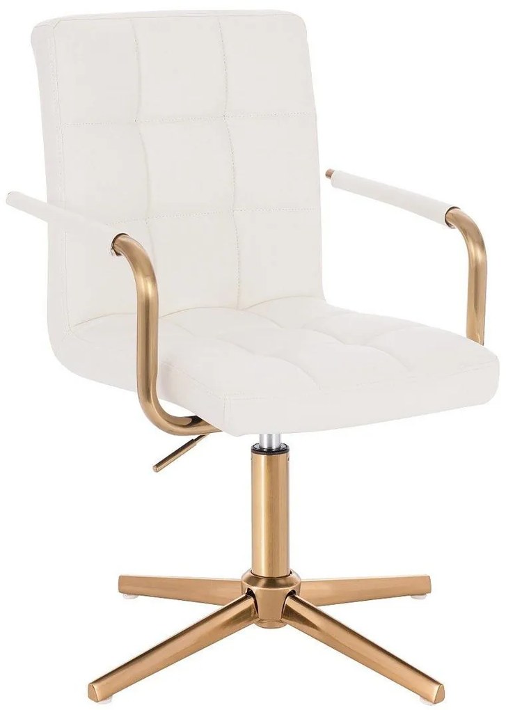 LuxuryForm DESIGN Židle VERONA GOLD na zlatém kříži - bílá