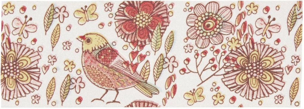 MADAM STOLTZ Designová samolepicí páska Flowers&Birds, růžová barva, papír