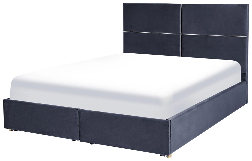 Sametová postel s úložným prostorem 180 x 200 cm černá VERNOYES Beliani