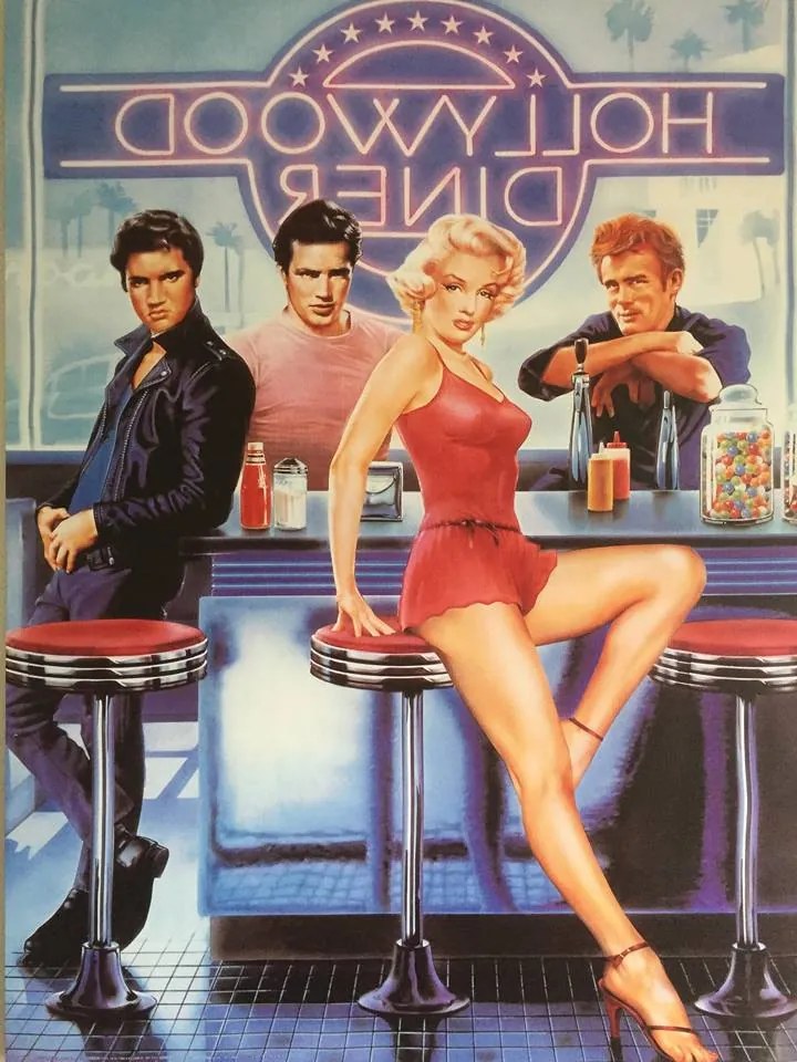 Dejtonazed Obraz Hollywood Diner (Marilyn Monroe, James Dean, Elvis Presley, Marlon Brando), 70×50 cm