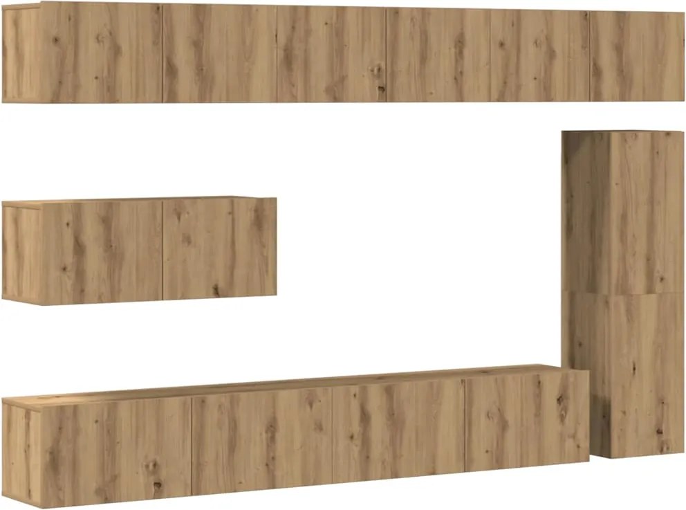 Sada 7 kusů nástěnné TV skříňka dub artisan kompozitní dřevo 3329214