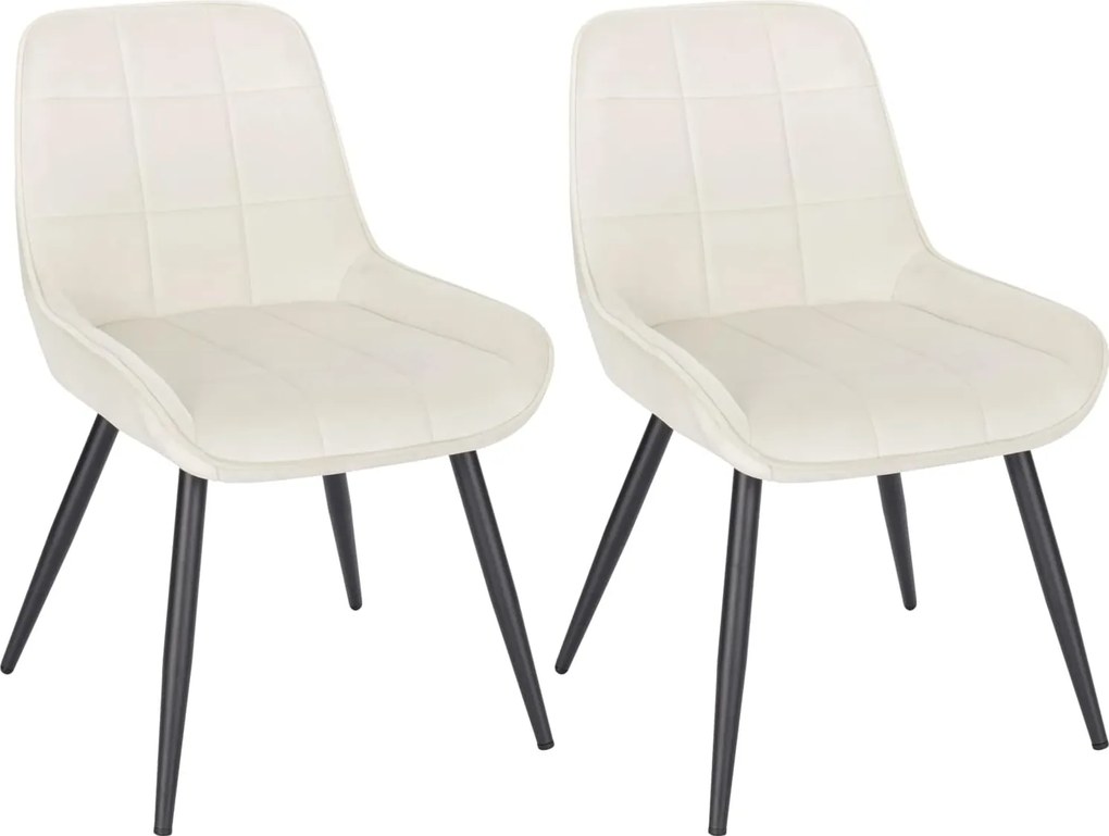 WOLTU Jídelní židle čalouněné sametem, ergonomické, krémově bílé – sada 2 ks