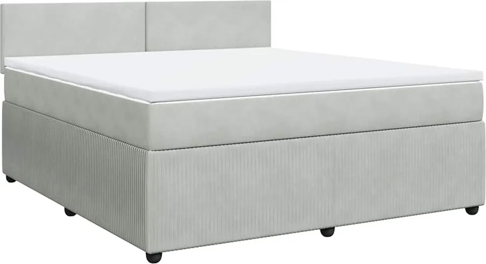 Box spring postel s matrací světle šedá 180x200 cm samet 3287800