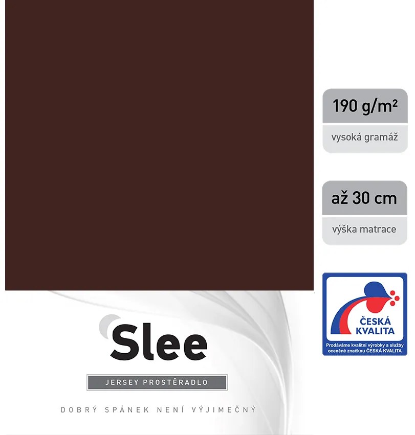 Slee jersey prostěradlo - tmavě hnědá Rozměr: 180 x 200 cm