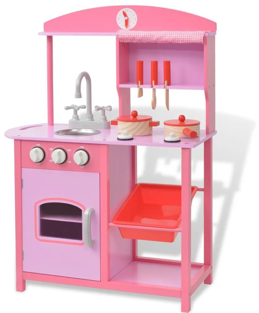 80178 vidaXL Dětská kuchyňka dřevěná 60x27x83 cm růžová