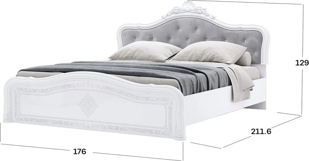 Postel 160 Lux bez rámu + koruna, bílá Luiza