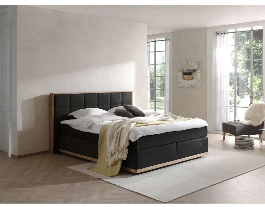 Boxspring postel 160x200 z masivu Levante černá