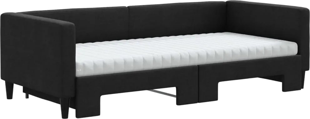 Válenda s přistýlkou a matracemi černá 90 x 190 cm textil 3196608