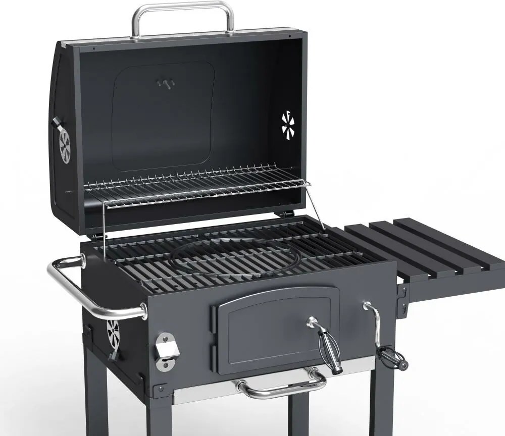 Avenberg Multifunkční BBQ gril Genius + litinový rošt + tál + pizza kámen, 70 x 103 x 105 cm