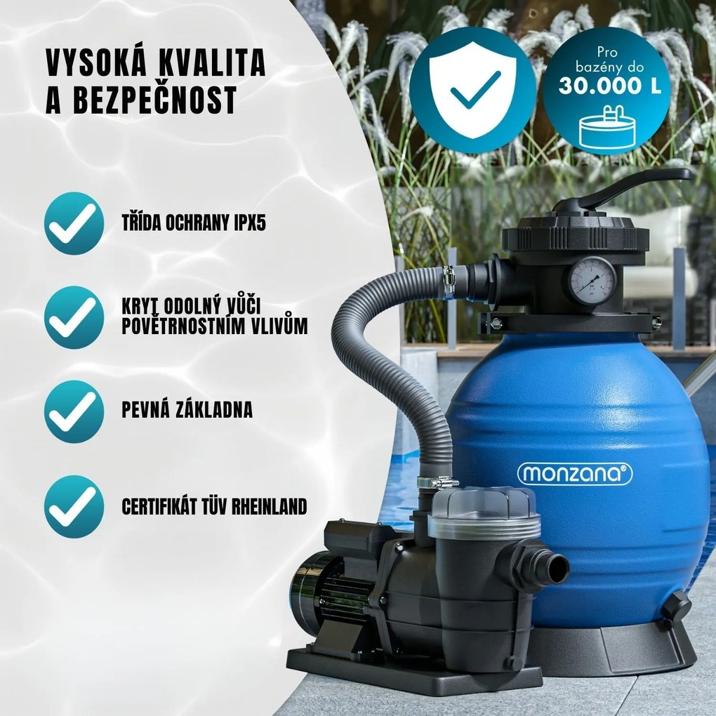 Písková filtrace k bazénu AQUA 9 600 l/h, modrá Monzana