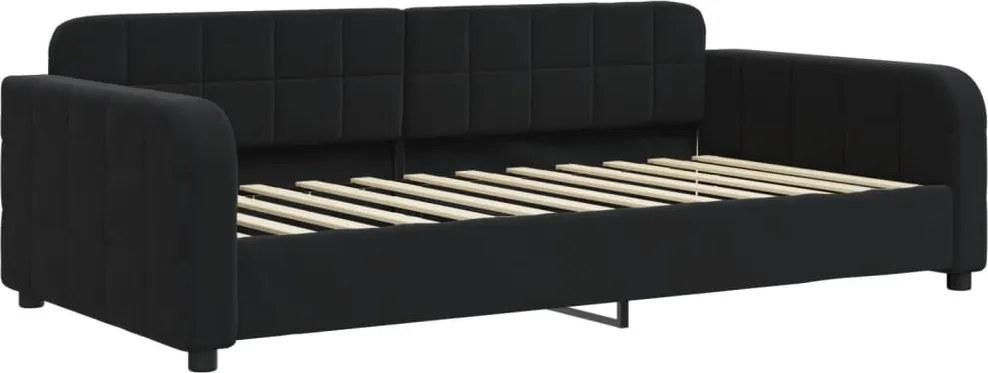 Válenda s přistýlkou a zásuvkami černá 90 x 200 cm samet 3196981