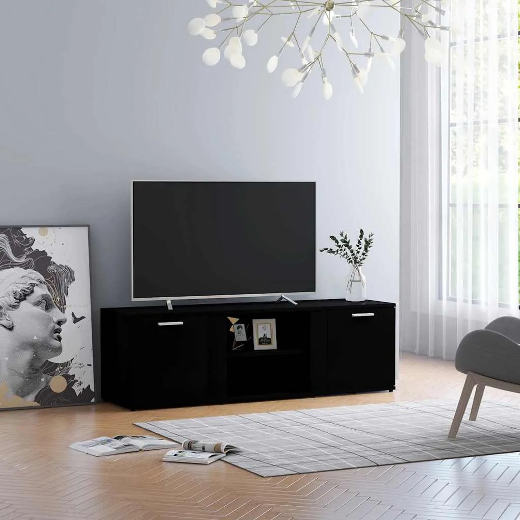 TV stolek černý 120 x 34 x 37 cm kompozitní dřevo