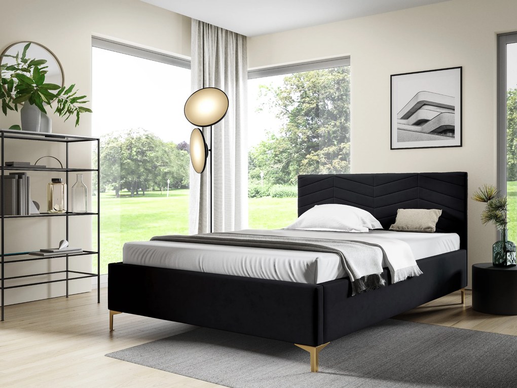 Eka Čalouněná postel ANNA+ 140x200 cm Barva látky Trinity: Šedá (Trinity 2314), Úložný prostor: S kovovým rámem úložného prostoru