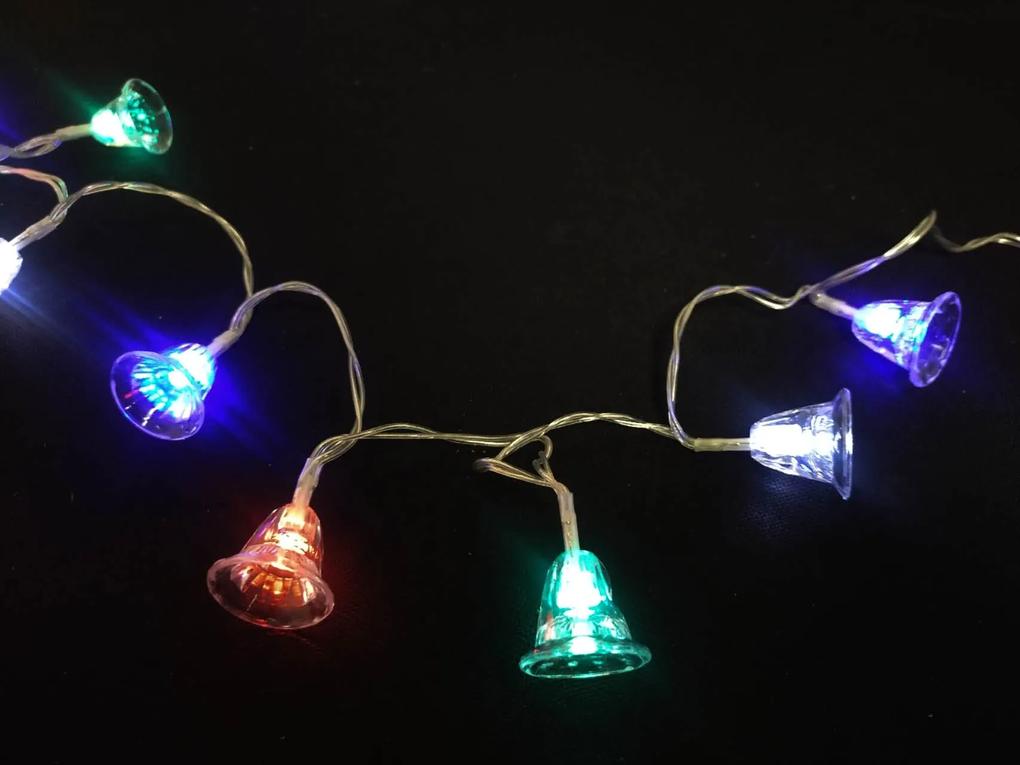 Vánoční LED světelný řetěz s povijnicemi, různobarevná, 2m, na baterie