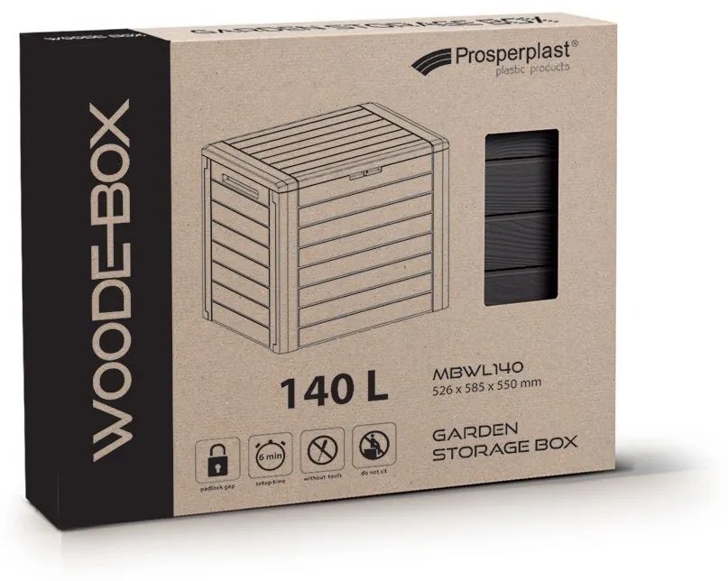 Zahradní box Prosperplast WOODEBOX hnědý 140L