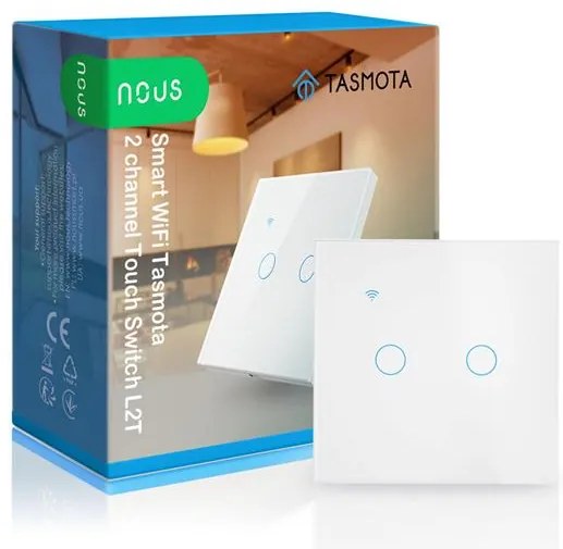 Smart vypínač osvětlení NOUS L2T WiFi Tasmota