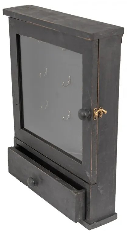 Černá antik dřevěná retro skříňka na klíče Marquisa - 36*9*47 cm – 36x9x47 cm