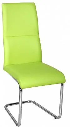 Jídelní židle, ekokůže zelená/chrom, BETINA