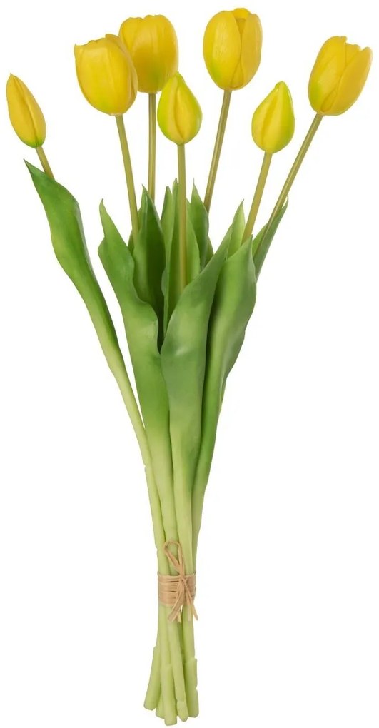 Kytice 7ks žlutých realistických tulipánů - 45cm