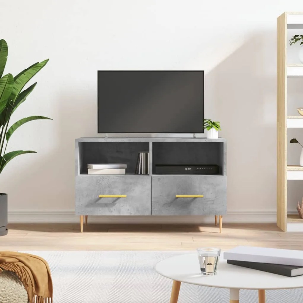 Tv Skříňka Betonově Šedá 80 X 36 X 50 Cm Kompozitní Dřevo - Kouřový dub