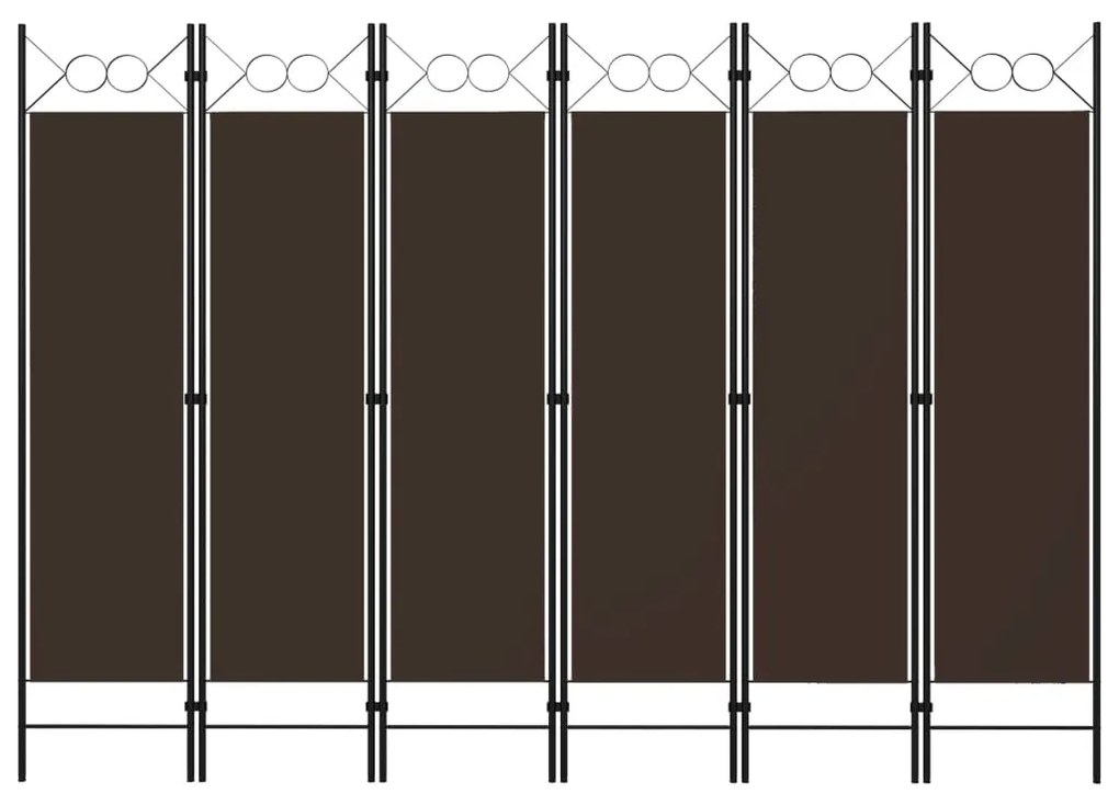 6dílný paraván hnědý 240 x 180 cm