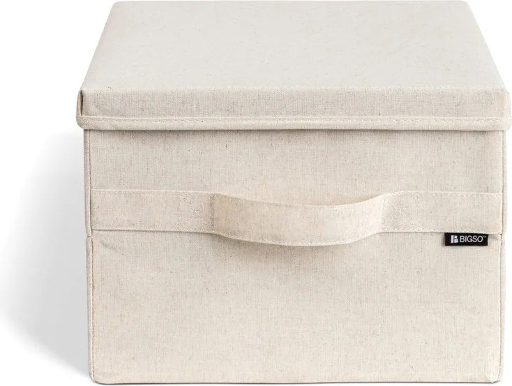 Béžový látkový úložný box s víkem 31x41x22 cm Soft Storage Medium – Bigso