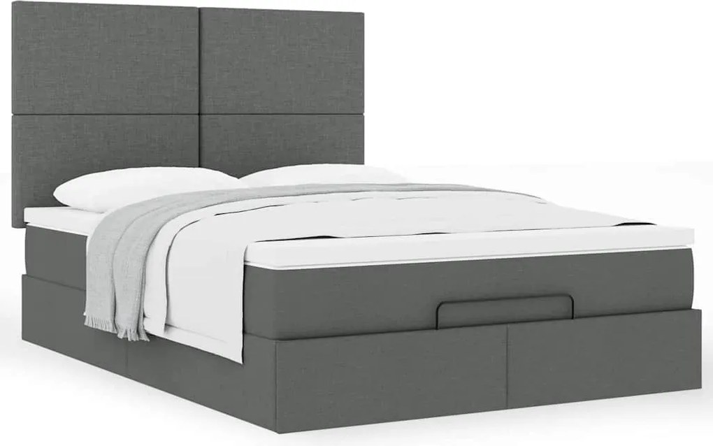 Osmanský rám postele s matrací tmavě šedá 140x190cm textil 3313072