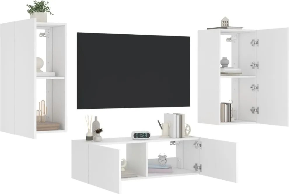 3dílná obývací stěna s LED osvětlením bílá 3216874
