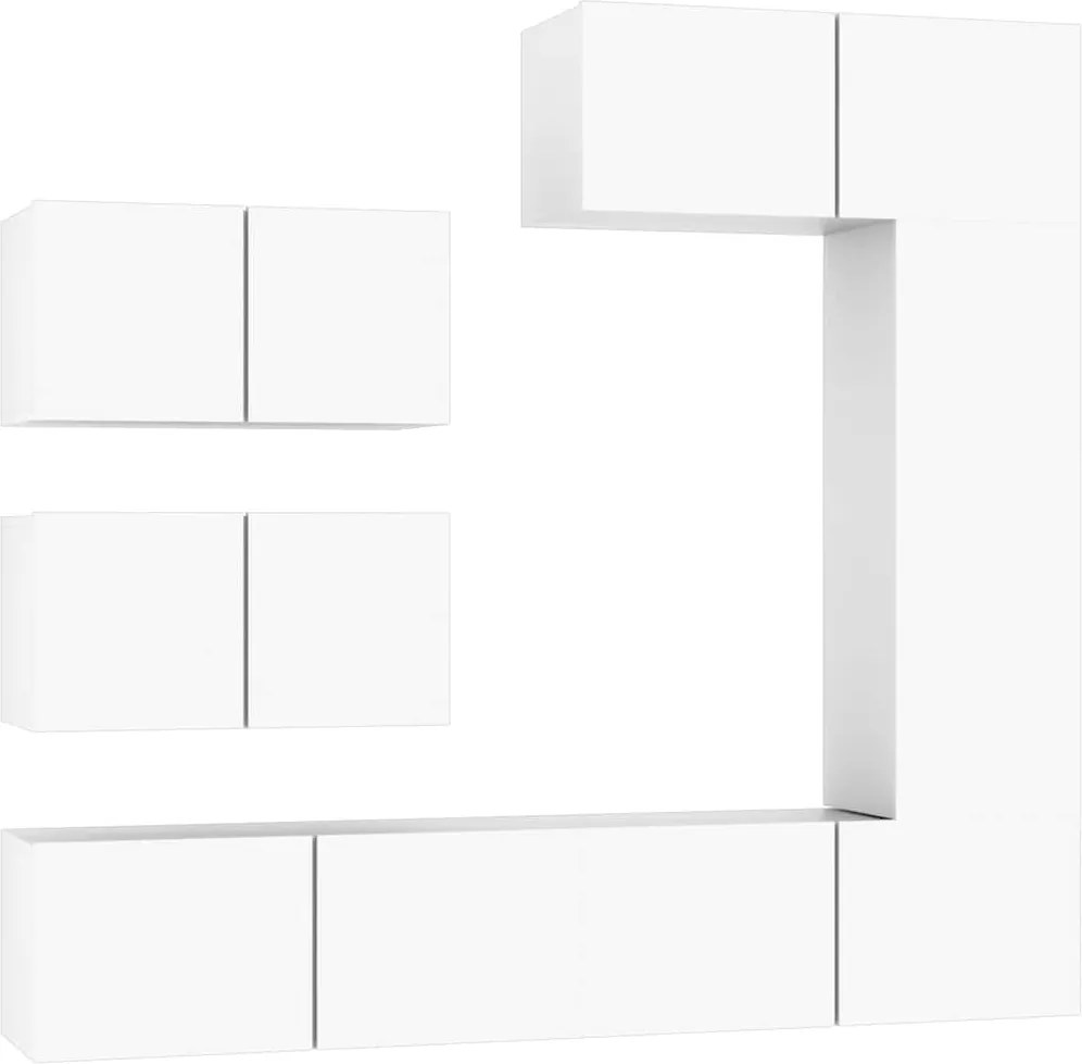6dílný set TV skříněk bílý kompozitní dřevo 3114550