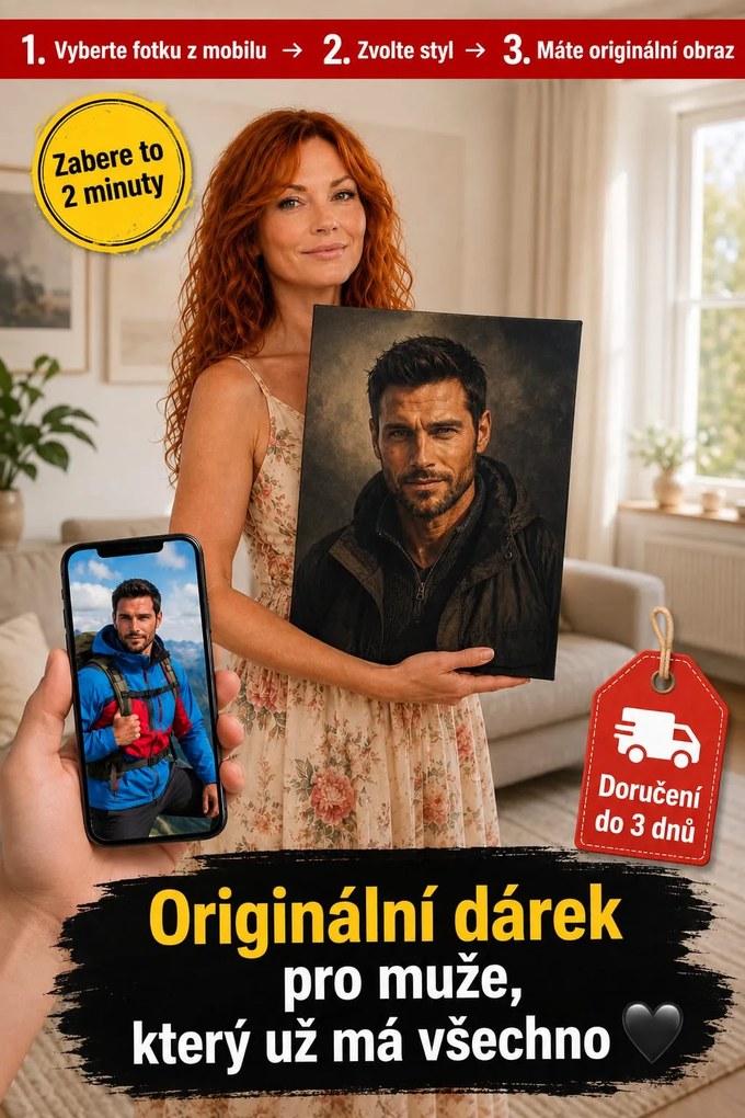 Pánský filmový analogový portrét na plátně z fotky