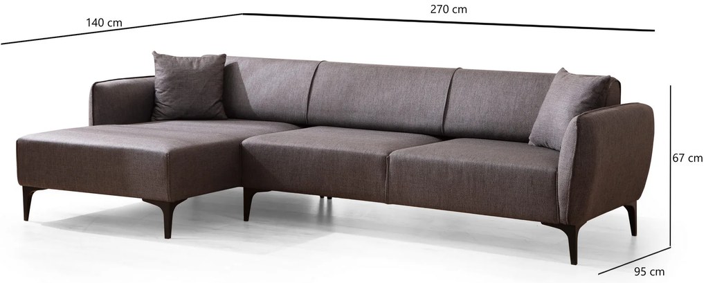 HANAH HOME rohová pohovka BELISSIMO vlevo tmavě šedá 560ARE1801
