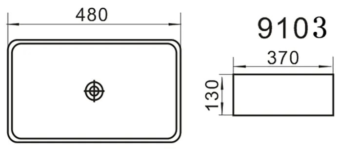 Erga Kamilah, umyvadlo na desku 480x370x130 mm, bílá lesklá, ERG-V03-9103B-WH