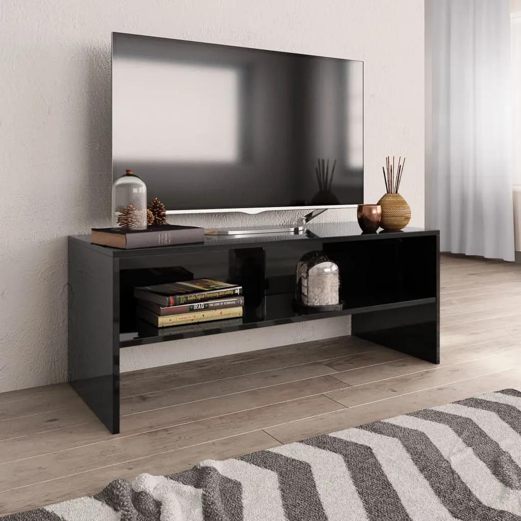 800052 vidaXL TV stolek černý s vysokým leskem 100 x 40 x 40 cm dřevotříska