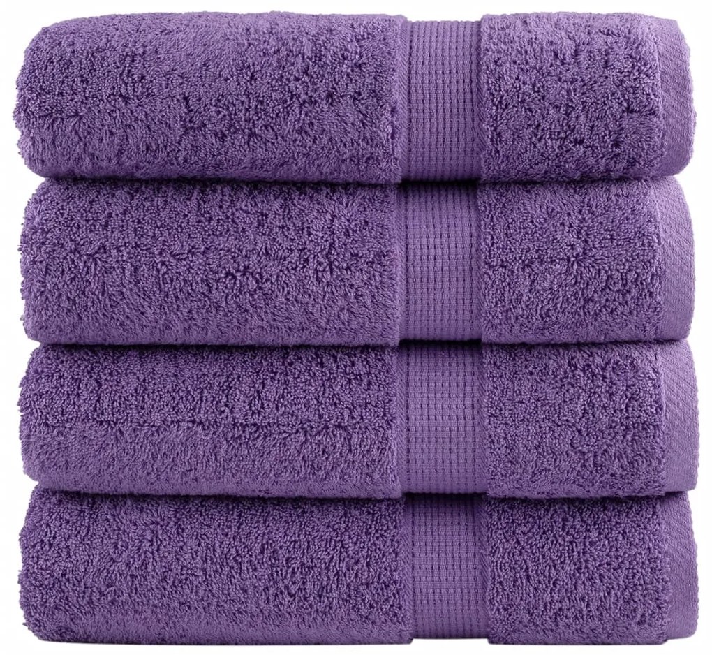 Premium ručníky SOLUND 4 ks fialové 50 x 100 cm 600 g/m² 137354