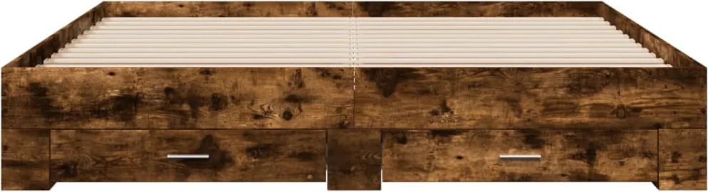 Rám postele se zásuvkami kouřový dub 200 x 200 cm kompozit 3280360