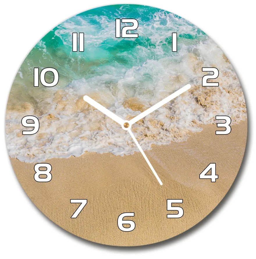 Wallmuralia Skleněné hodiny kulaté Pláž a moře fi 30 cm