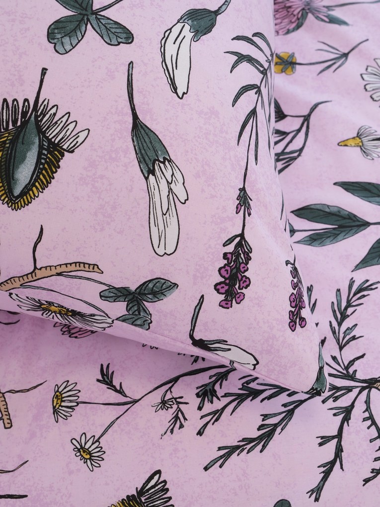 MK Lůžkoviny Bavlněný povlak na polštář Renforcé 70 x 90 cm - Herbář starorůžový