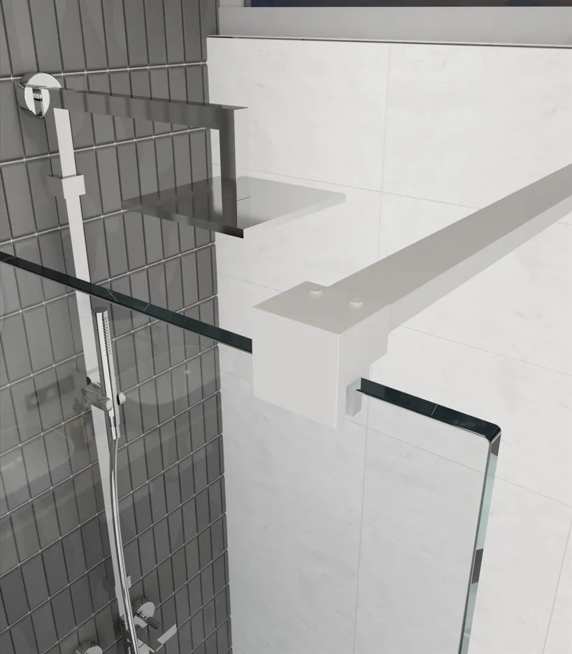Erga Paris, sprchová zástěna Walk-In 30x200 cm, 8mm šedé sklo, bílý matný profil, ERG-V02-PARIS-030x200-GR-WH