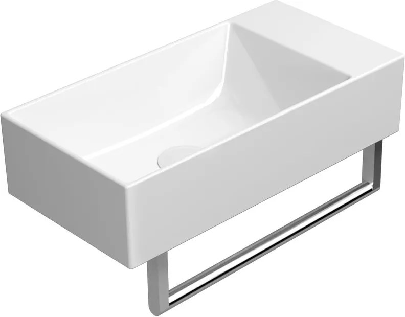 GSI Sapho, KUBE X keramické umyvadlo 50x25 cm, pravé/levé, BEZ OTVORU, bílá ExtraGlaze