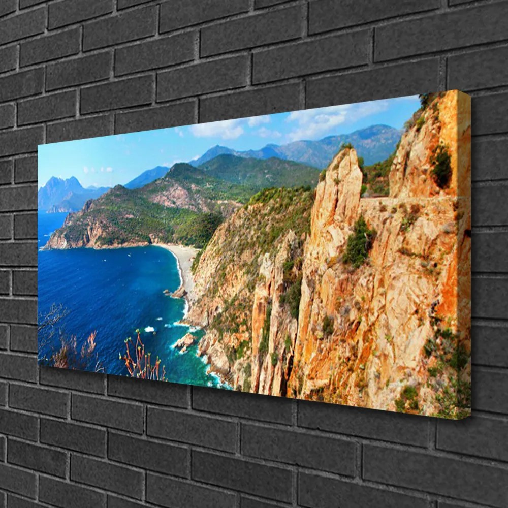 Obraz na plátně Útes Pobřeží Moře Hory 100x50 cm