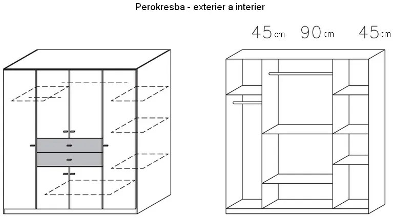 Šatní skříň Landsberg, dub sonoma/bílá
